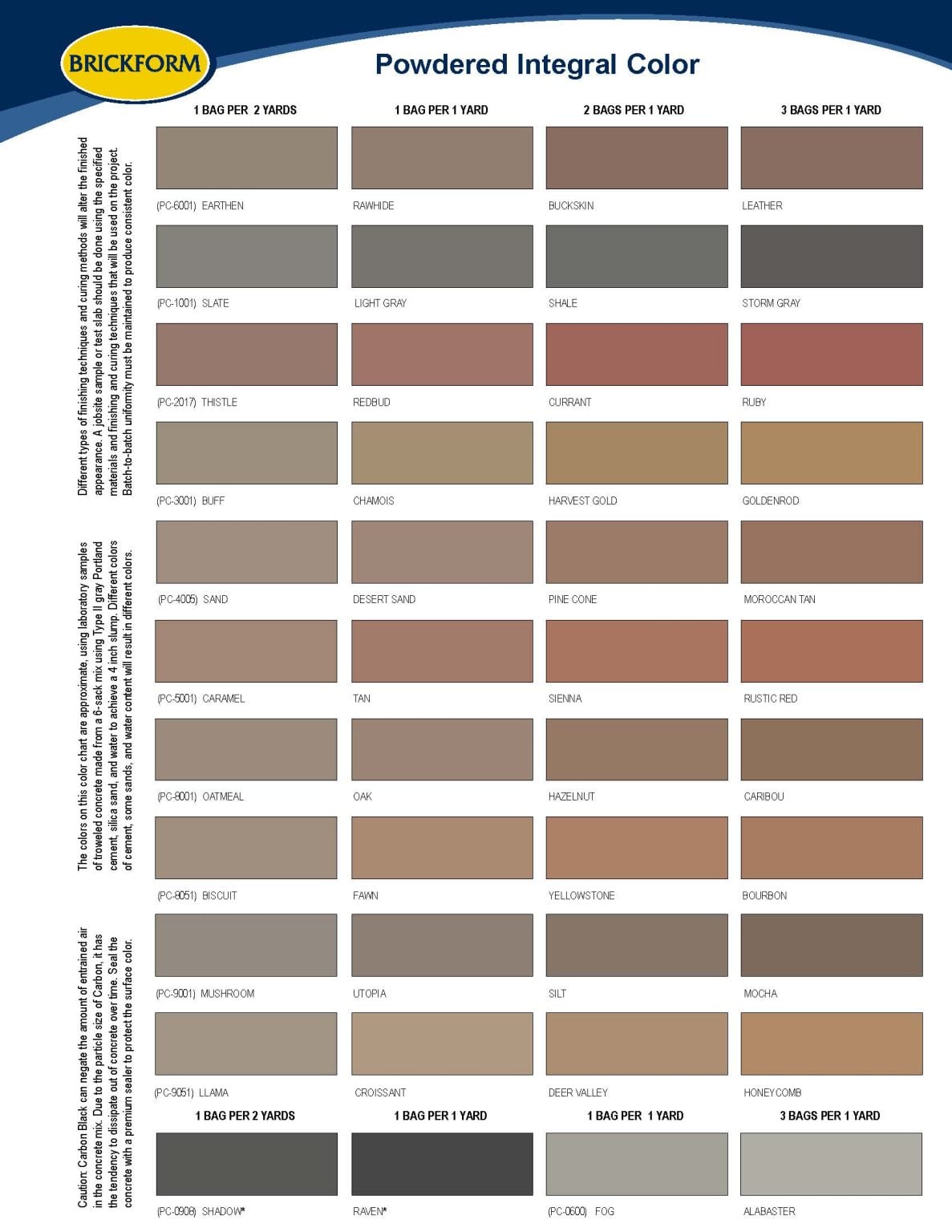 7 Concrete Color Charts (152+ Colors for Concrete) - Brickform