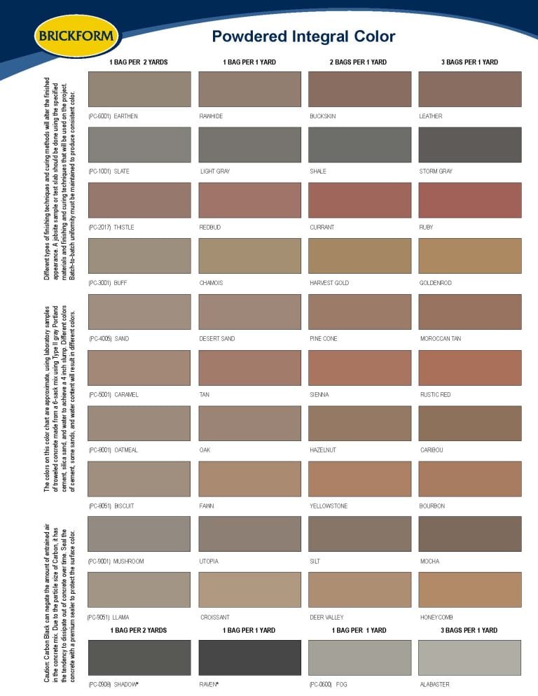 7 Concrete Color Charts (152+ Colors for Concrete) - Brickform
